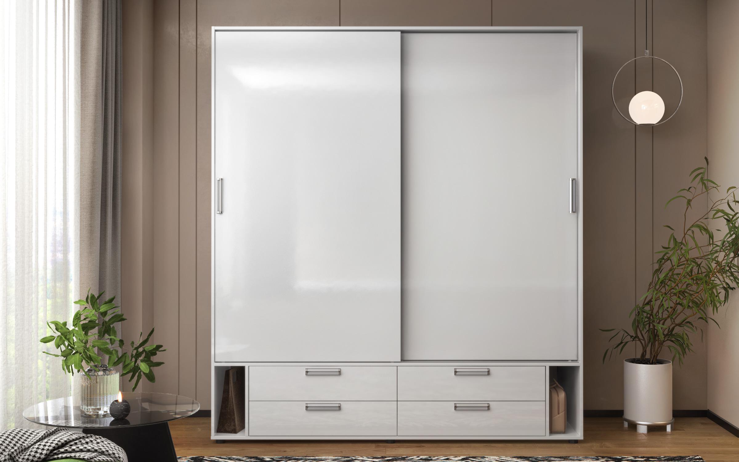 Wardrobe Tristan L, Tristan L, white gloss | Furniture Videnov